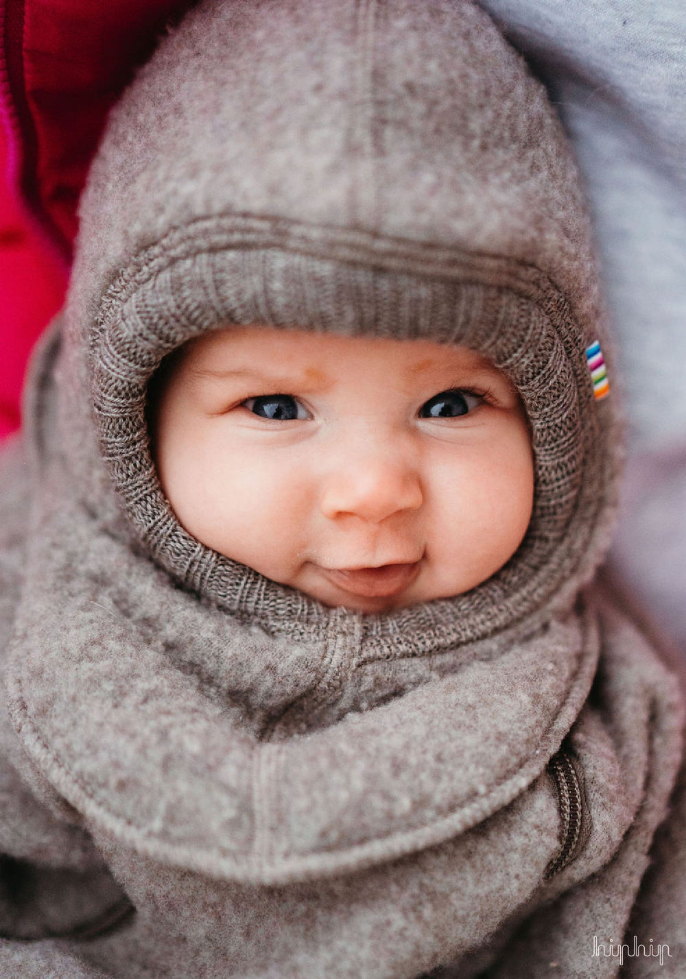 Cagulă dublată fleece din lână merinos - Dark Grey | HipHip