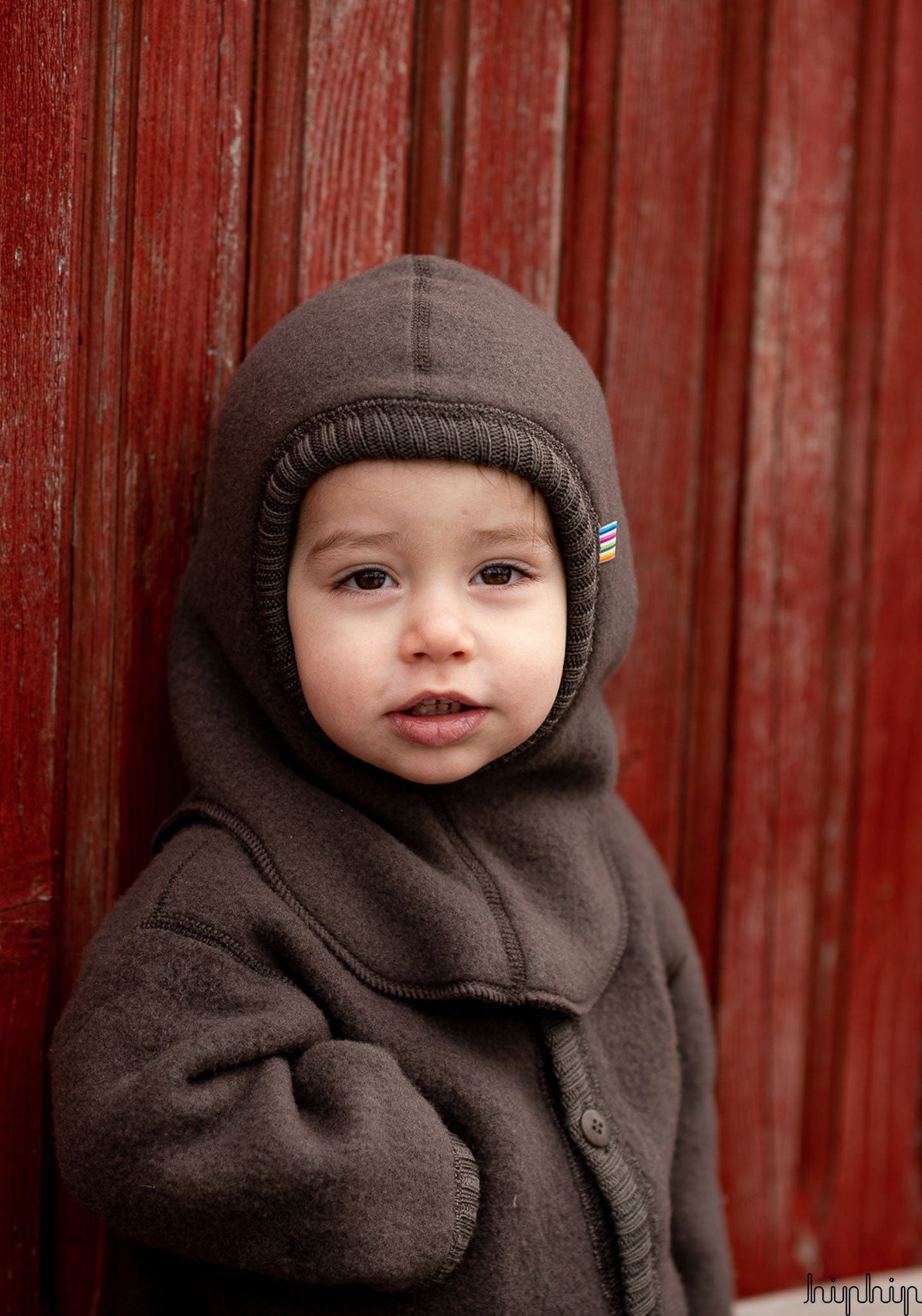 Cagulă dublată fleece din lână merinos - Dark Bark | HipHip